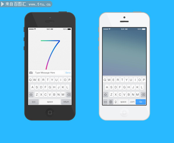 iPhone5 iOS7 手机模型效果图-PSD素材-百图汇设计素材