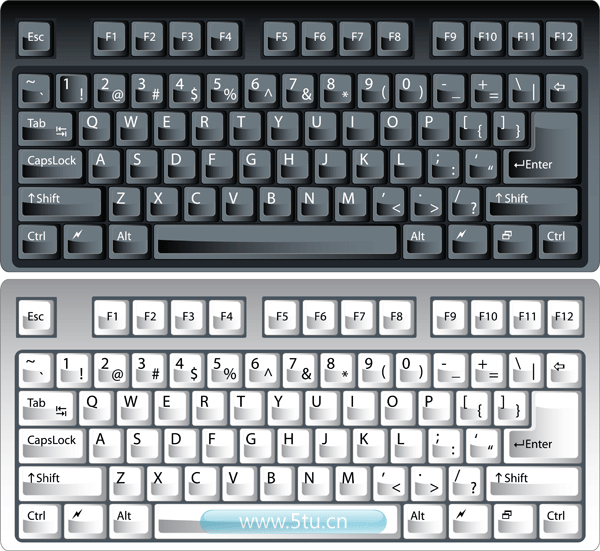 精美的矢量键盘5款-矢量素材区 - 共享素材汇总-百图汇设计素材