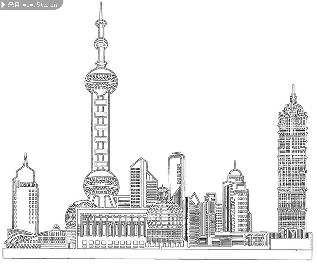 矢量上海外滩-矢量素材-百图汇设计素材